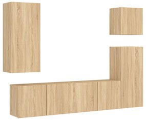 5dílná obývací stěna dub sonoma kompozitní dřevo - Default Title