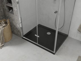 Mexen Lima, sprchový kout se skládacími dveřmi 120 (dveře) x 80 (stěna) cm, 6mm čiré sklo, chromový profil + slim sprchová vanička černá + chromový sifon, 856-120-080-01-00-4070
