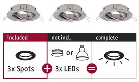Paulmann 92485 Choose, sada výklopných bodovek 3x10W, kartáčovaná ocel, průměr 8,4cm