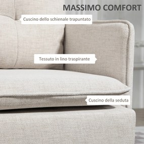 HOMCOM 2-místná pohovka s látkou v efektu lnu a opěrkami, moderní 2-místná pohovka s ocelovými nohami, pro kancelář, obývací pokoj, lounge a ložnici,…