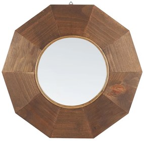 Dřevěné nástěnné zrcadlo 60 x 60 cm hnědé ASEM Beliani