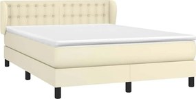 Box spring postel s matrací krémová 140x200 cm umělá kůže 3127315