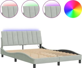 Rám postele s LED osvětlením bez matrace Hanko světle šedý 120 x 200 cm samet 3213769