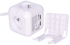 Kostka se zásuvkami s USB 4Z - 2m, bílá
