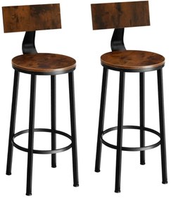 Tectake 2 Barové židle Poole Industriální dřevo tmavé, rustikální