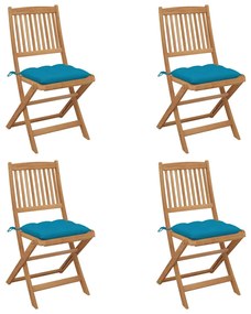 Skládací zahradní židle s poduškami 4 ks masivní akácie,  3064690