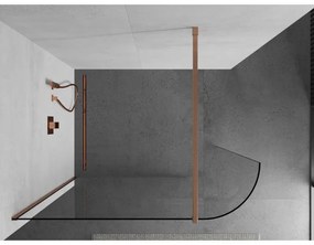 Mexen Kioto, sprchová zástěna Walk-In 100 x 200 cm, 8mm čiré sklo, měděný matný profil, 800-100-101-65-06