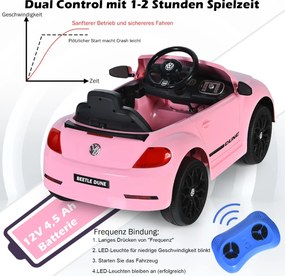Costway VW Beetle dětské auto s hudbou a 2 režimy svícení včetně 2,4 G dálkového