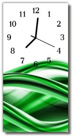 Nástěnné hodiny vertikální Umění abstrakce zelená vlna