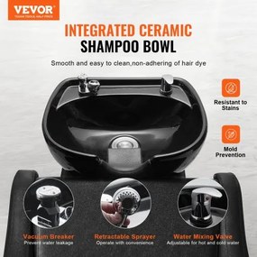 Shampoo Backwash Křeslo Salon & Spa Stanice na mytí vlasů se širokou opěrkou nohou