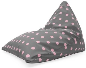 Sedací vak Triangl růžové puntíky na šedé, šedá / růžová