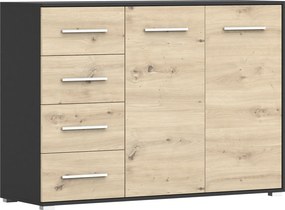 IDZ Komoda FRIDA 2D4S 01, 135 cm Dub Artisan / Černá