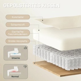 HOMCOM Ergonomická kancelářská židle s opěrkou nohou, potažená umělou kůží, na kolečkách, otočná, kov, béžová+černá