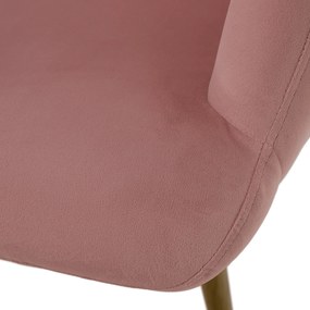 Křeslo s podnoží, růžová Velvet látka/dub, HABEN