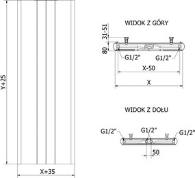 Mexen VR20SL Line deskový radiátor 1800 x 600 mm, dolní centrální připojení, 1308 W, antracit - W6-180-060-66
