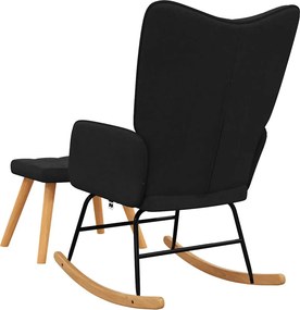 Houpací křeslo se stoličkou černé textil 328024