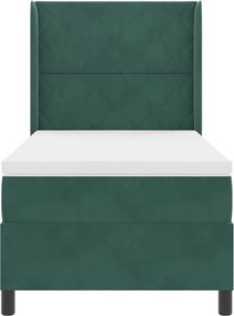 Postel s boxspringem s čelo Tmavě zelená 90 x 190 cm samet 3342041