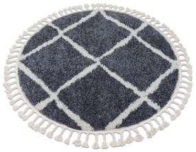 Kulatý shaggy koberec BERBER CROSS šedý