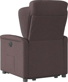 Elektrické zvedací polohovací křeslo tmavě hnědé textil 3303159