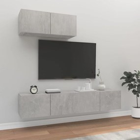 3dílný set TV skříněk betonově šedý kompozitní dřevo 3114473