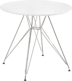 Jídelní stůl, chrom/MDF, bílá extra vysoký lesk HG, RONDY NEW