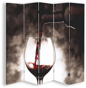 Ozdobný paraván Lampa na víno - 180x170 cm, pětidílný, obustranný paraván 360°