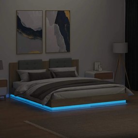 Rám postele s čelem a LED osvětlením dub sonoma 200x200 cm 3209984