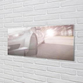 akrylový obraz Stříbrné auto street tree 120x60 cm