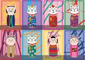 YAZZ Puzzle Maneki Kokeshi / 1000 dílků / 68 x 48 cm