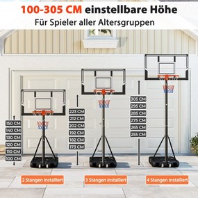 Costway Přenosný basketbalový koš Výškově nastavitelný basketbalový brankový