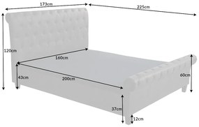 Designová postel Viviano 160 x 200 cm tmavě šedá