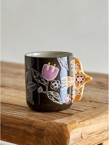 Tmavě hnědé kameninové šálky v sadě 4 ks na latte 325 ml Vivielle – Bloomingville