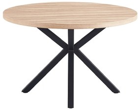 Jídelní stůl MEDOR průměr 120 cm, MDF dezén dub sonoma, kov černý lak