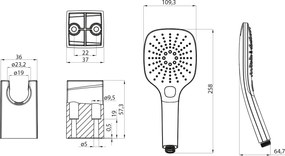 Sapho sprchová souprava 3 režimy sprchování pevný držák hadice 150 cm chrom 1204-62