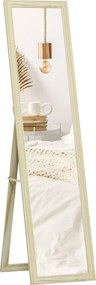 HOMCOM stojací a nástěnné zrcadlo obdélníkové celozrcadlo do šatny, ložnice, obývacího pokoje 37x37x154 cm, přírodní dřevo