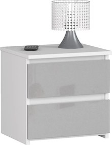 Noční stolek CL2 2SZ CLP bílá/metalický lesk