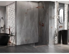 Mexen Lunar-B, pravostranný výklopný sprchový kout 100 x 100 cm, 8mm čiré sklo, profil měděná matná, 832-100-100-65-00-P