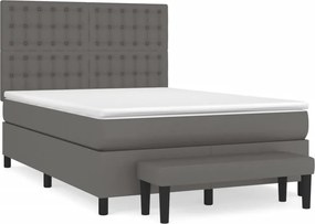 Box spring postel s matrací šedá 140x200 cm umělá kůže 3137669