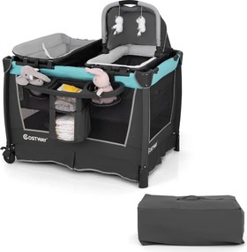 Costway 5 in 1 Skládací dětská postýlka s odnímatelnou korbičkou