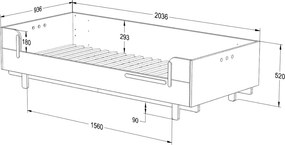 Jednolůžková postel BASIC do dětského pokoje 90x200 cm Zvolte barvu: Kašmírová