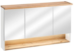 Závěsná koupelnová skříňka se zrcadlem Bahama 843 3D alpská bílá/dub votan