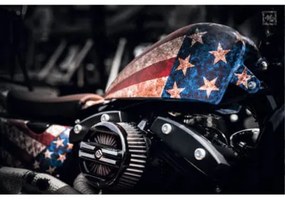 Cedule USA Flag Motorbike