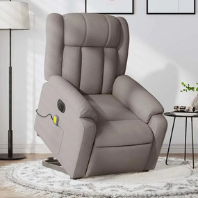 Elektrické zvedací masážní polohovací křeslo taupe textil 3205360