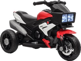 HOMCOM Elektrická Motorka pro Děti od 3 Let 6V Na Baterie s Osvětlením, Hudbou, Klaksonem a Širokými Koly, Rychlost 3 km/h, Červená a Černá | Aosom