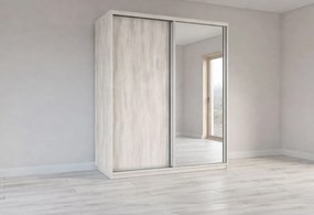 Skříň s posuvnými dveřmi 1800x2400x600 1LTD 1 Zrcadlo Artwood světlý, profil stříbrný