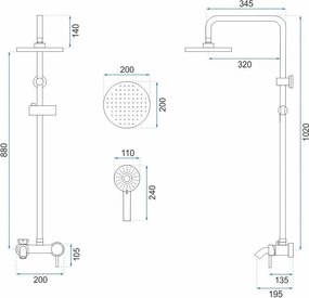 Rea Luis, sprchová souprava s vanovou baterií, zlatá matná, REA-P7051