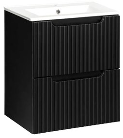 COMAD Závěsná skříňka s umyvadlem - NOVA 82-50-2S black, šířka 50 cm, matná černá