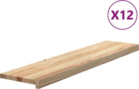 Nášlapy na schody 12 ks neošetřené 110x25x2 cm masivní dub 3282921