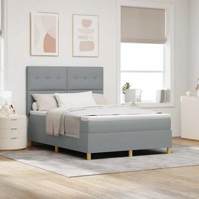 Postel s boxspringem s čelo Světle šedá 140 x 190 cm textil 3339616