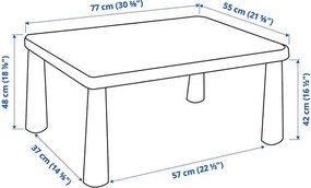 MAMMUT Dětský stolek, vn./venkovní bílá, 77x55 cm